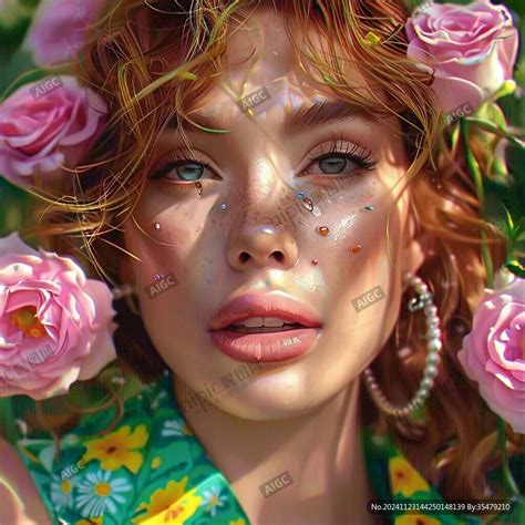 Ai创作图质感合成风 写实少女 数字肖像插画 写实唯美 超写实插画 3d效果女孩 写实美女 写实唯美插画 数字美女插画 Cg绘画作品 欧美大花 原创厚涂 彩妆人物欣赏 Poly风格 数字油画