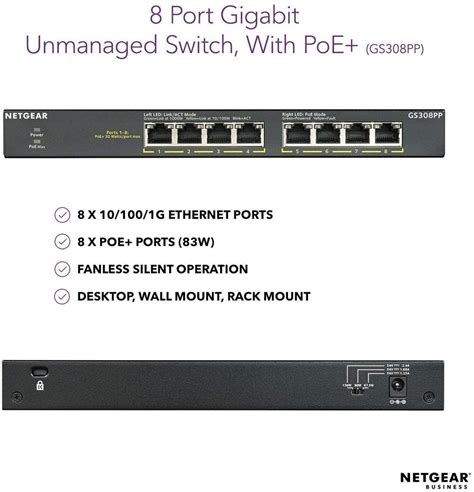 Gs308pp Netgear 8 Port Poe Unmanaged Switch Lan Capable Black At ₹ 7500 In Mumbai