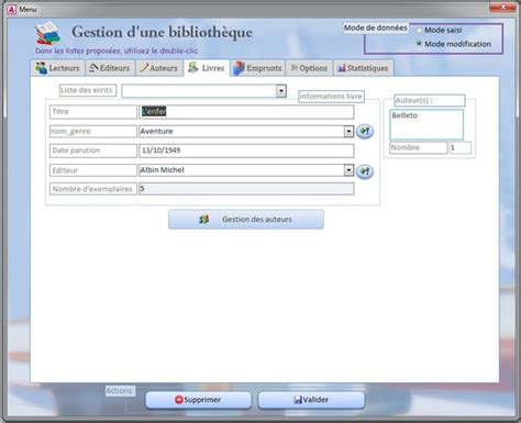Visual Basic VB NET Access 2010 gestion d une bibliothéque CodeS