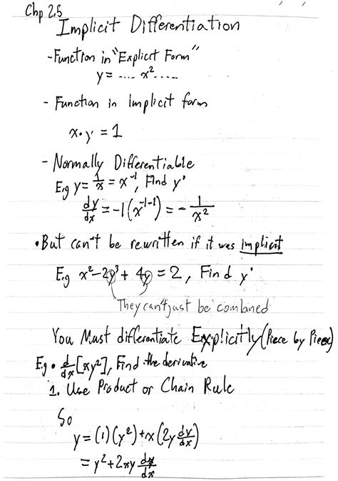 Solution Introduction To Implicit Differentiation Calculus Math Notes