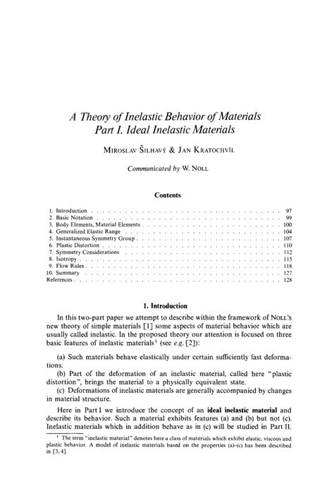 Pdf A Theory Of Inelastic Behavior Of Materials Part I Ideal Inelastic Materials