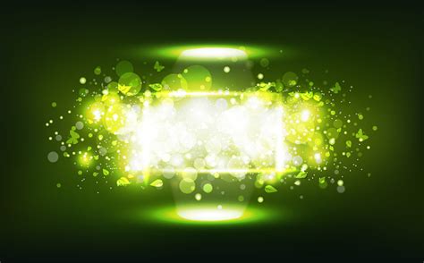 녹색 자연 별 네온 프레임 축 하 색종이 나뭇잎과 나비 흩어 밝은 빛나는 Bokeh 모호한 추상 배경 벡터 일러스트 레이 션 나비에 대한 스톡 벡터 아트 및 기타 이미지