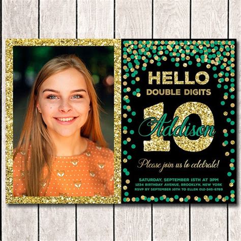 Hello Double Digits Photo Invitation Etsy