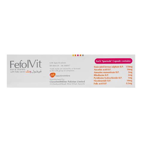 Order Gsk Fefol Vit Spansule Capsule 1 Strip Online At Best Price In Pakistan Naheed Pk