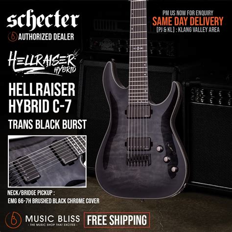 Schecter Hellraiser Hybrid C 7 Electric Guitar Trans Black Burst