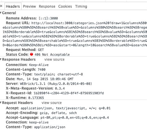 Ruby Rails 4 Jquery Datatable Ajax Datatable Erro 406 E
