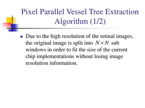 Ppt Pixel Parallel Vessel Tree Extraction For A Personal