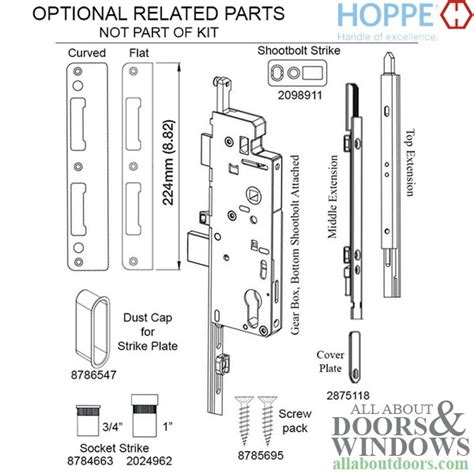Hoppe 3 Point Multipoint Lock Kit Door Heights 7661 8056 1 34