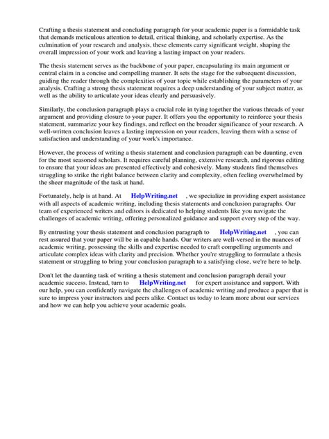 Thesis Statement In Conclusion Paragraph Pdf