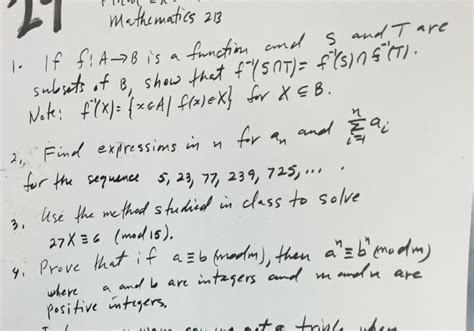 solved if f a right arrow b is a funtion and s and t are