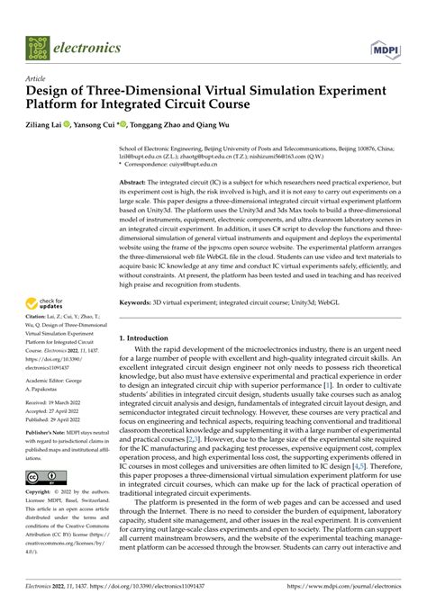 Pdf Design Of Three Dimensional Virtual Simulation Experiment Platform For Integrated Circuit