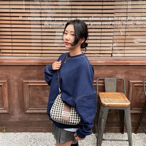 사계절 하운드 체크 숄더 크로스 반달 가방