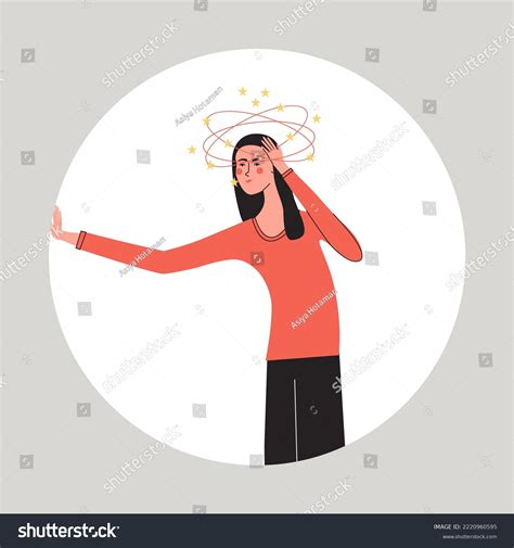 Dizziness Young Woman Having Dizzy Symptom Stock Vector Royalty Free