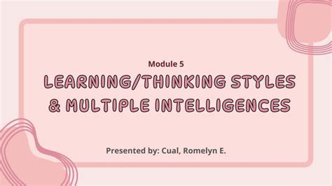 Learningthinking Styles And Multiple Intelligencespdf