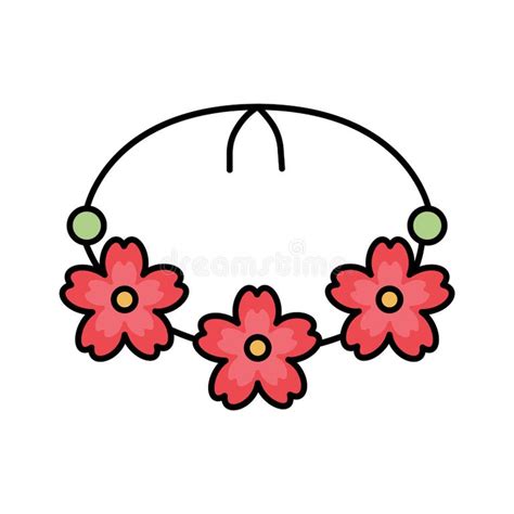 Flower Pendant Outline With Colours Fill Vector Icon That Can Easily Edit Or Modify Stock