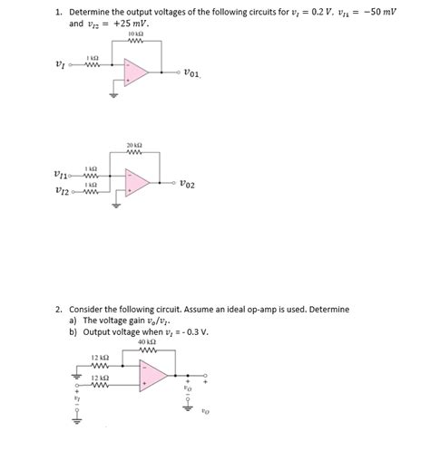 solved 1 determine the output voltages of the following