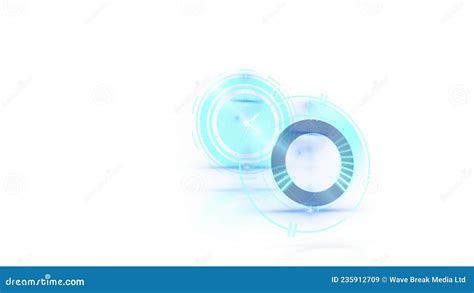 Animation Of Clock Moving Fast And Scope Scanning On White Background