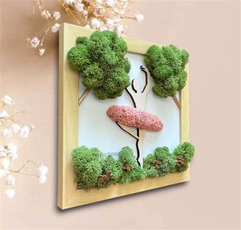 Подарък за балерина Пано Ръчно изработени ”Балерина” със скандинавски мъх клонки ест