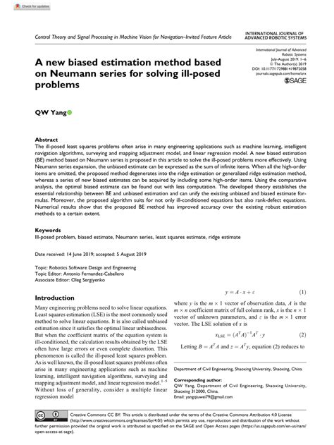 Pdf A New Biased Estimation Method Based On Neumann Series For