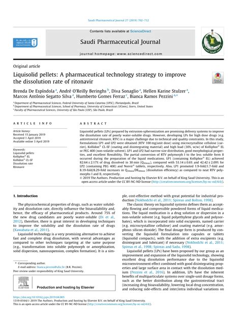 Pdf Liquisolid Pellets A Pharmaceutical Technology Strategy To