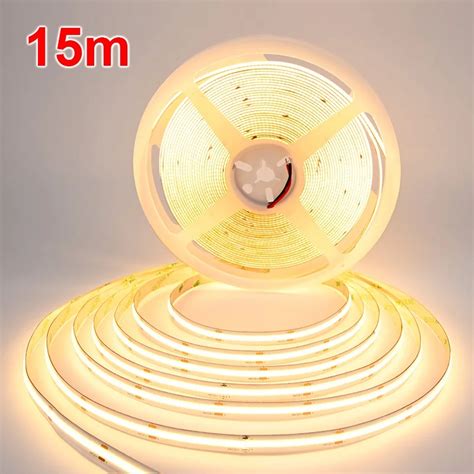 15m롤 매우 긴 Cob Led 스트립 조명 360 Ledsm 고밀도 유연한 테이프 리본 Ra90 Led 조명 Dc24v 3000k 4000k 6500k