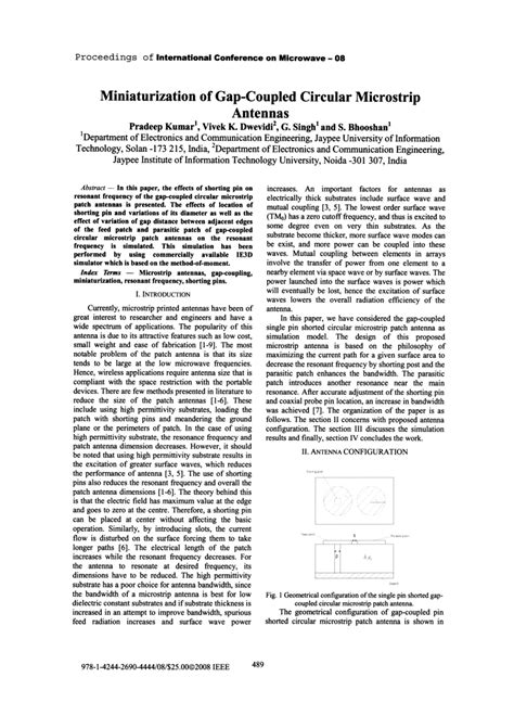 Pdf Miniaturization Of Gap Coupled Circular Microstrip Antennas