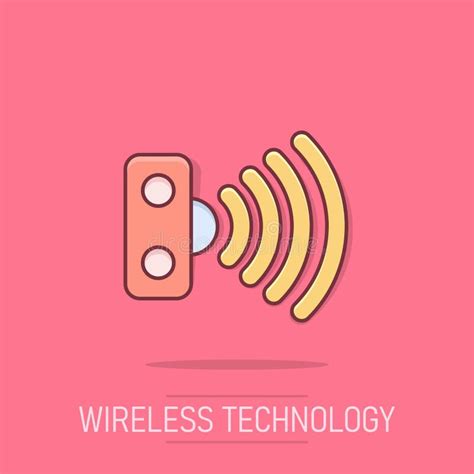 Motion Sensor Icon In Comic Style Sensor Waves Vector Cartoon Illustration Pictogram Stock