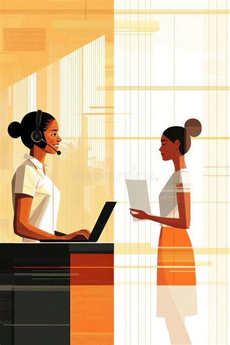 Illustration Of A Customer Service Interaction In A Modern Office Stock Image Image Of People