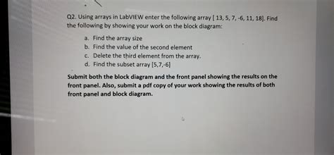 Q Using Arrays In Labview Enter The Following Array Chegg