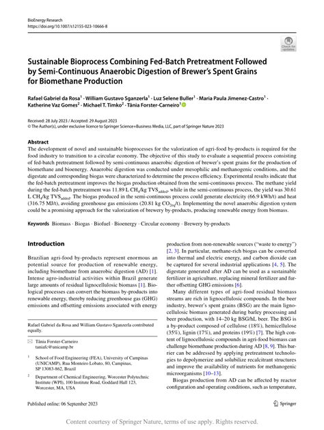 Sustainable Bioprocess Combining Fed Batch Pretreatment Followed By Semi Continuous Anaerobic