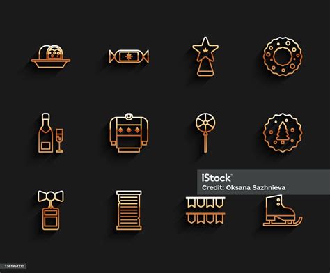 비문 판매 크리스마스 위시 리스트 템플릿 마지판 스폰지 케이크 카니발 화환 플래그 피겨 스케이트 스웨터 쿠키 또는 비스킷 초콜릿과 롤리팝 아이콘세트 가격 태그 벡터 갈란드