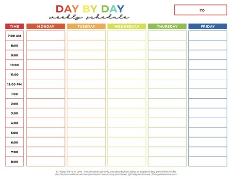 Printable Summer Schedule Friday Were In Love