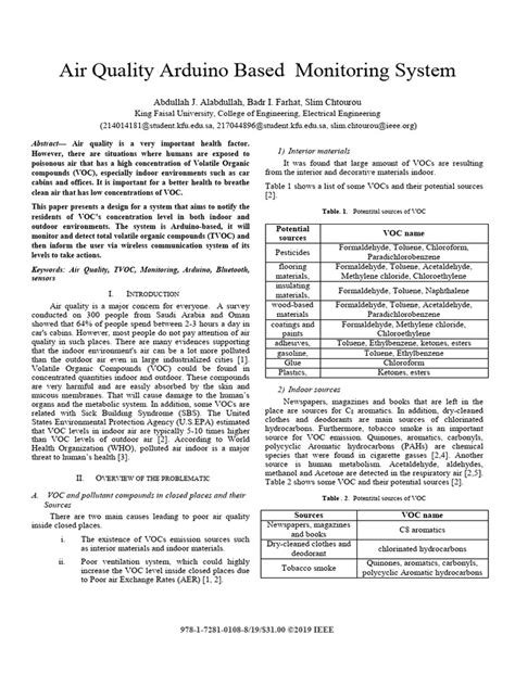 Air Quality Arduino Based Monitoring System Pdf Volatile Organic Compound Chemical Substances