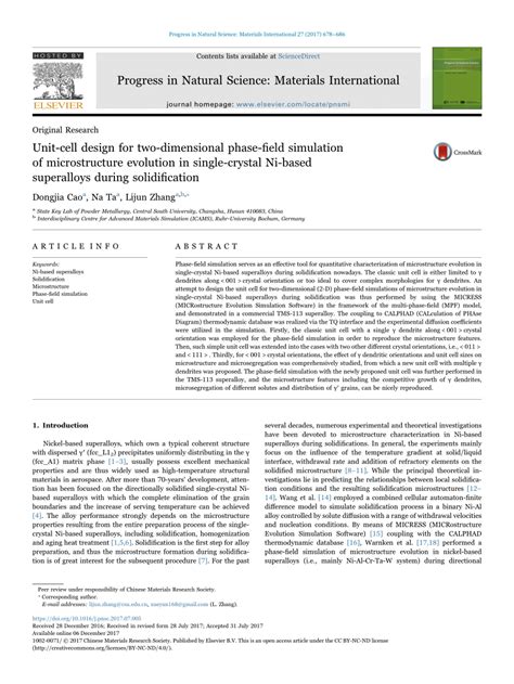 Pdf Unit Cell Design For Two Dimensional Phase Field Simulation Of Microstructure Evolution In