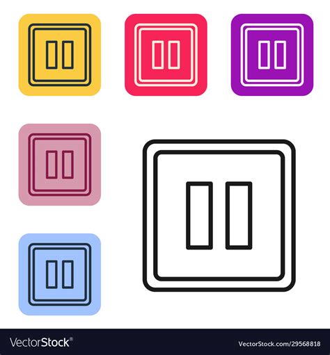 Black Line Pause Button Icon Isolated On White Vector Image