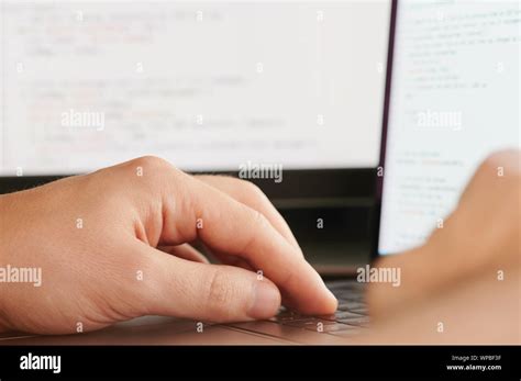 Web Programmer Developer Theme Hand On Laptop Keyboard In Screen