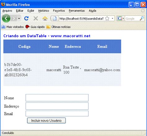ASP NET Criando E Usando Um DataTable C