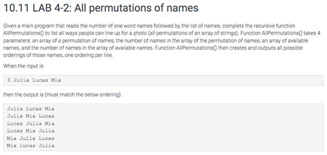 Solved 1011 Lab 4 2 All Permutations Of Names Given A Main