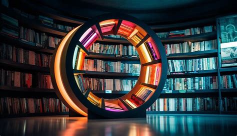 Premium Ai Image Futuristic Bookshelf Editorial Photography With