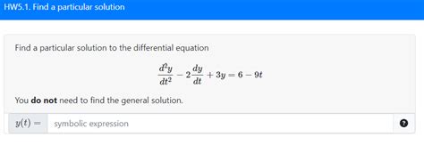 solved hw5 1 find a particular solution find a particular