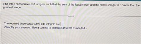 solved find three consecutive odd integers such that the sum