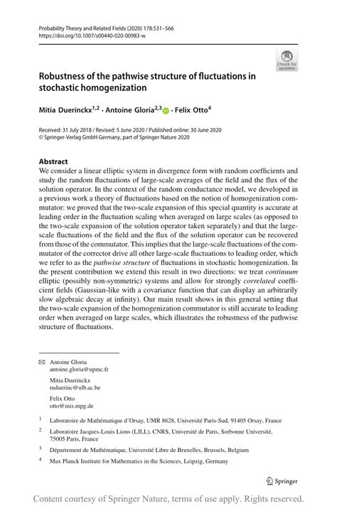 Robustness Of The Pathwise Structure Of Fluctuations In Stochastic Homogenization Request Pdf