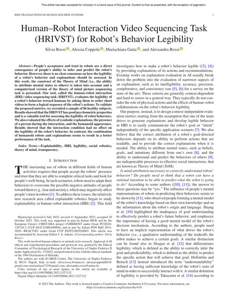 pdf human robot interaction video sequencing task hrivst for robot