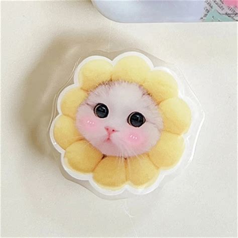 귀여운 3d 해바라기 고양이 브래킷 폰 그립 톡 한국 홀더 링 아이폰용 사랑스러운 범용 접이식 스탠드 지지대 Aliexpress