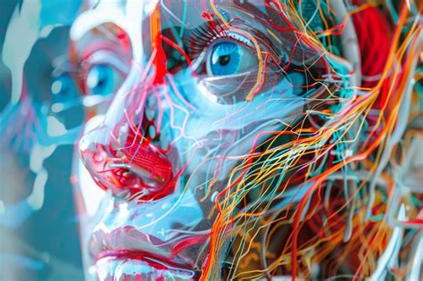 Aigenerated Image Of Human Face Anatomy Integrated With Digital Circuitry Highlighting The Blend