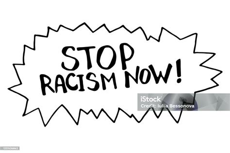 인종차별을 중지 인종 불평등과 혁명적 인 디자인에 항의 반 인종 주의의 주제에 손으로 작성 벡터 문자 낙서 전단지 스티커 포스터용 0명에 대한 스톡 벡터 아트 및 기타