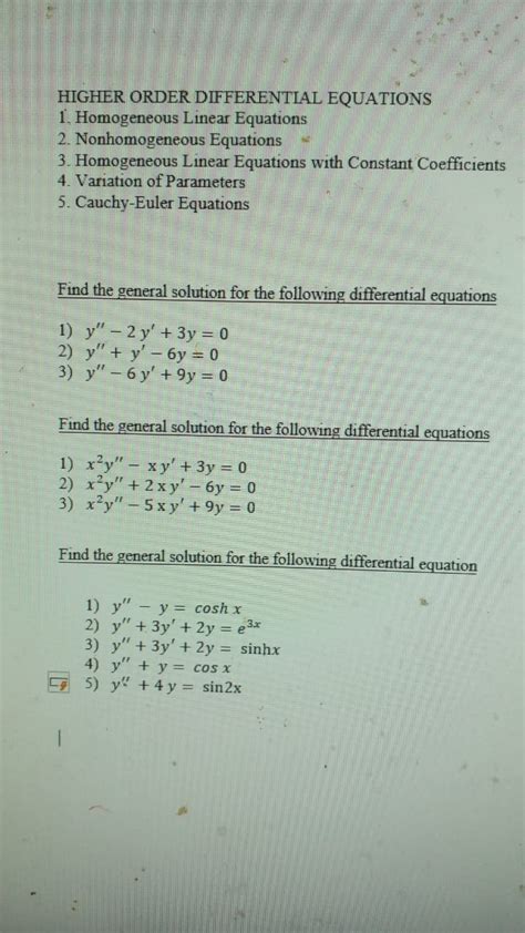Solved Higher Order Differential Equations 1 Homogeneous