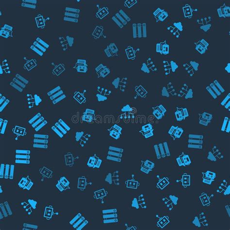 Set Artificial Intelligence Robot Chat Network Cloud Connection And Server Data On Seamless