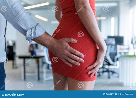 Sexual Harassment At The Office Workplace Man Touching Woman