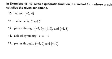 Quadratic Function Standard Form